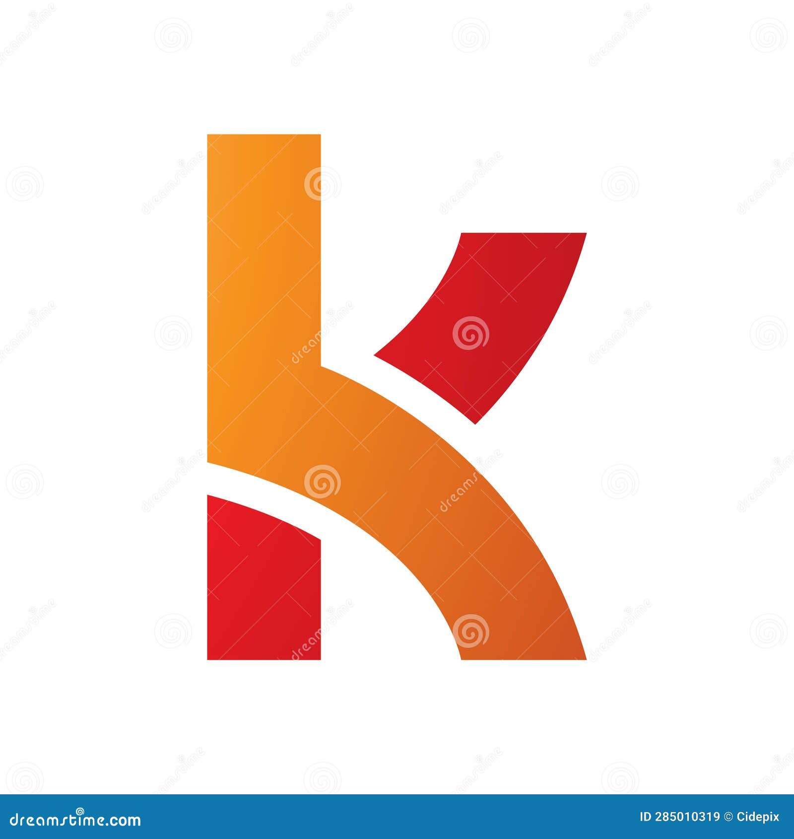 Orange and Red Lowercase Letter K Icon with Overlapping Paths Stock ...