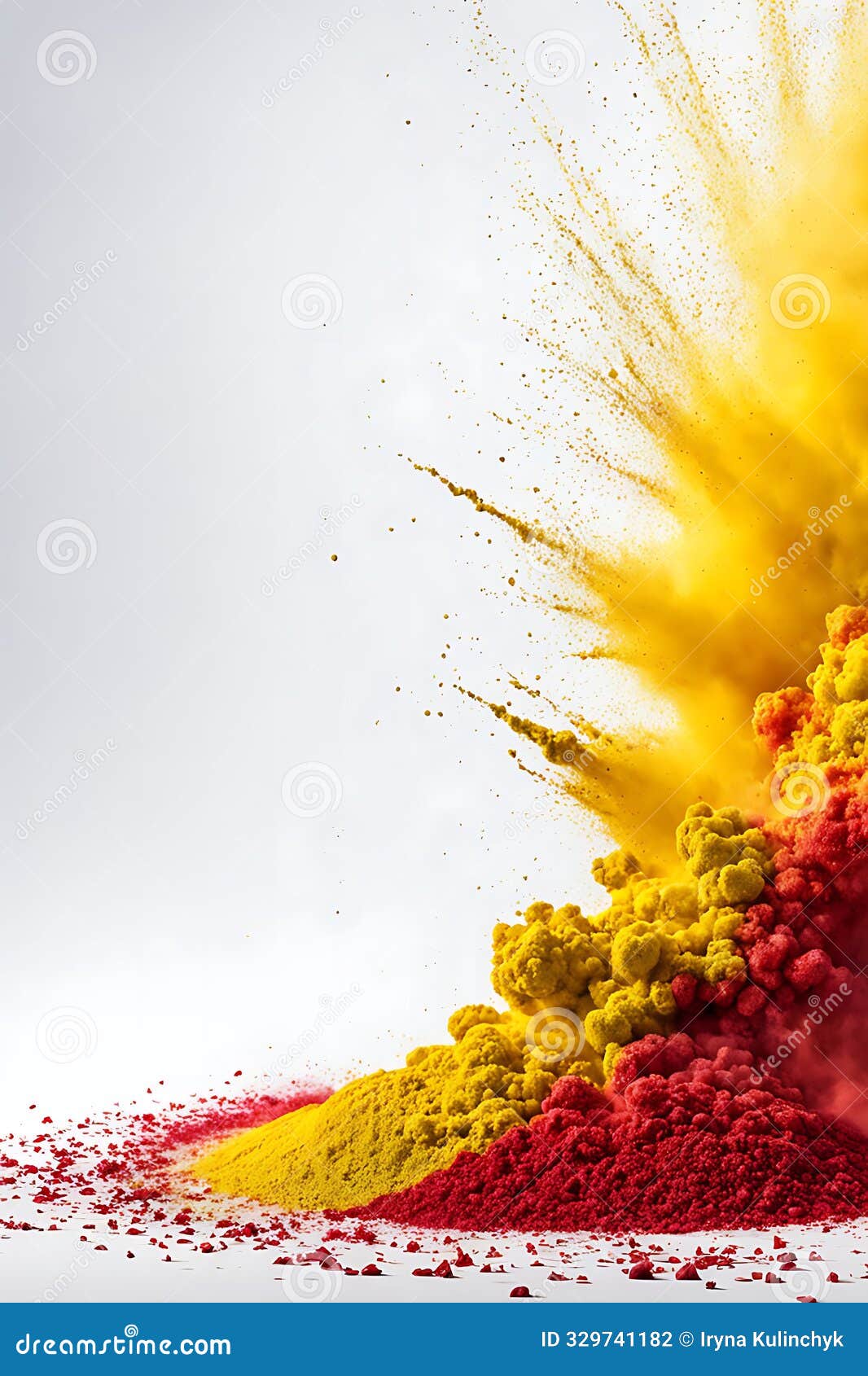 Orange and Red Powder Explosion Isolated on White Background. Abstract ...