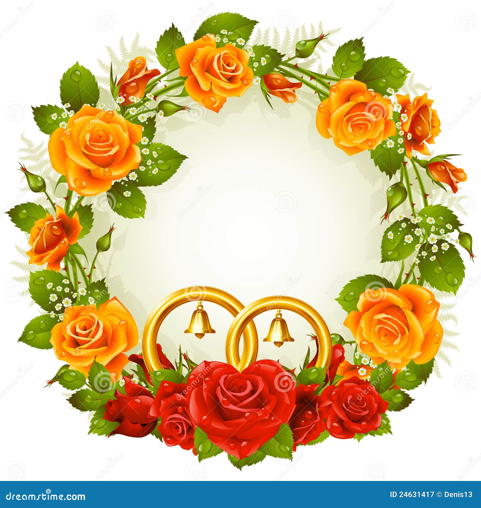 Orange and Red Rose Circle Frame Stock Vector - Illustration of circle ...