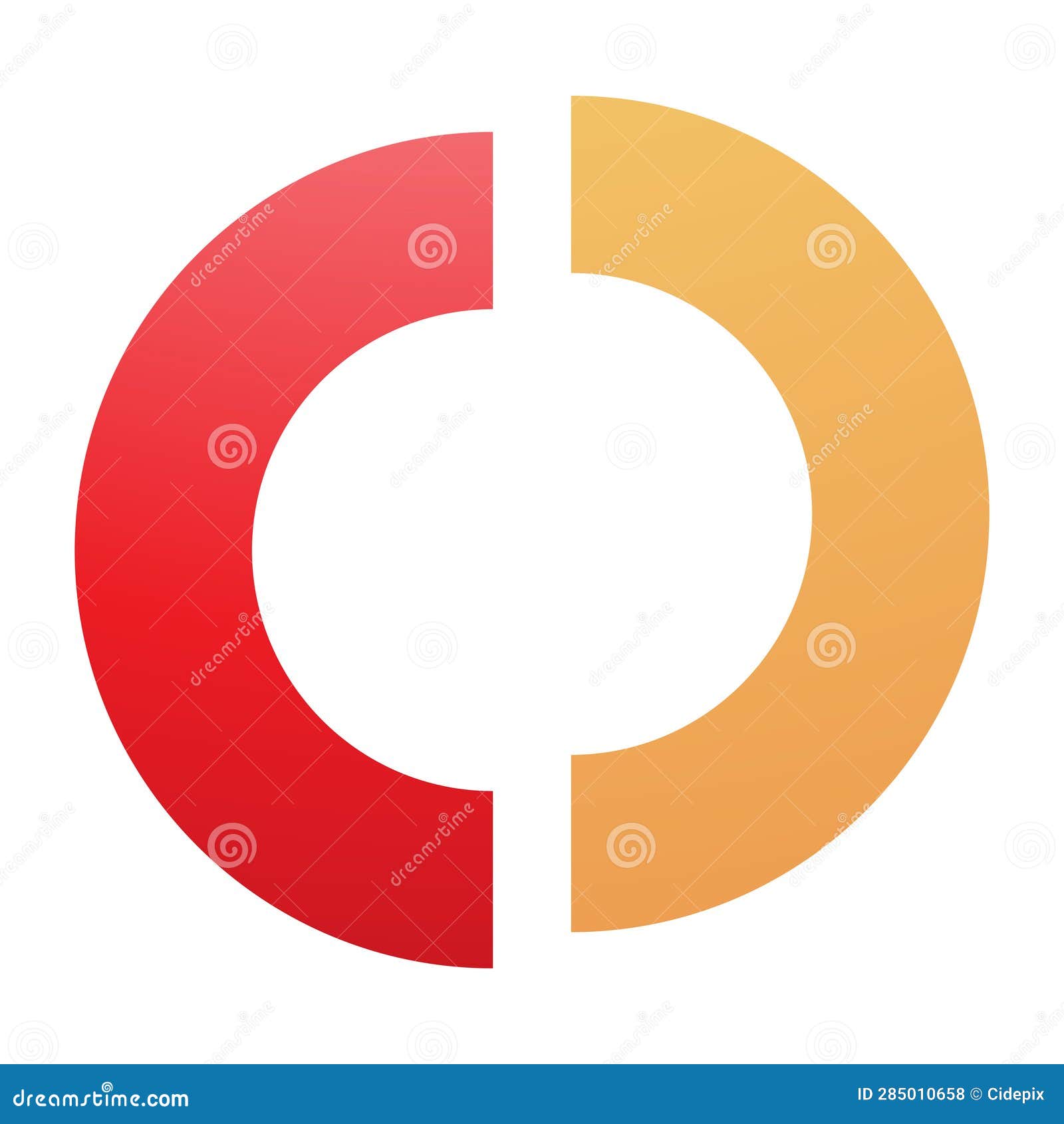 Orange and Red Split Shaped Letter O Icon Stock Vector - Illustration ...