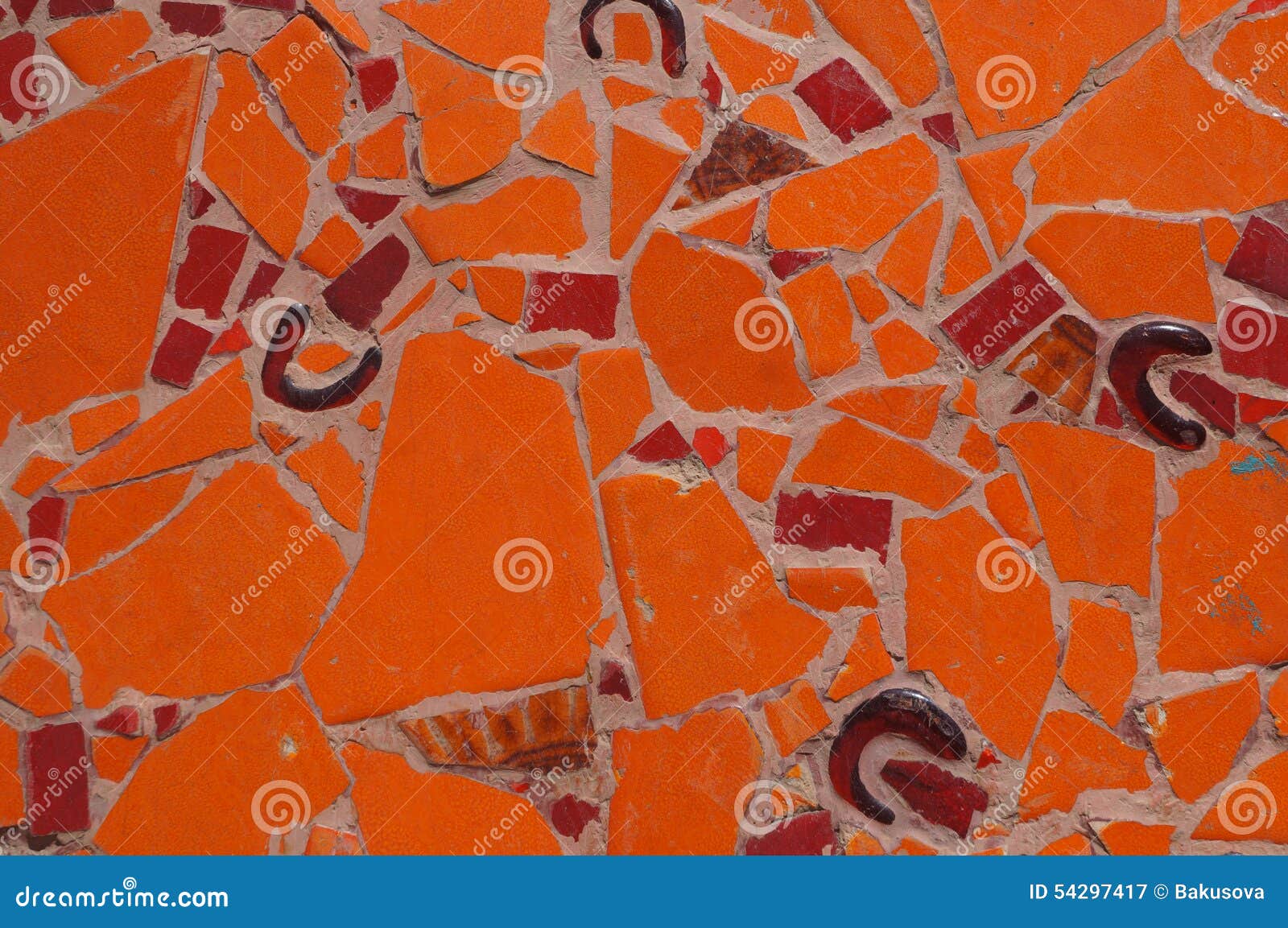 Orange and Red Tiles Mosaic Stock Image - Image of background, indoors ...