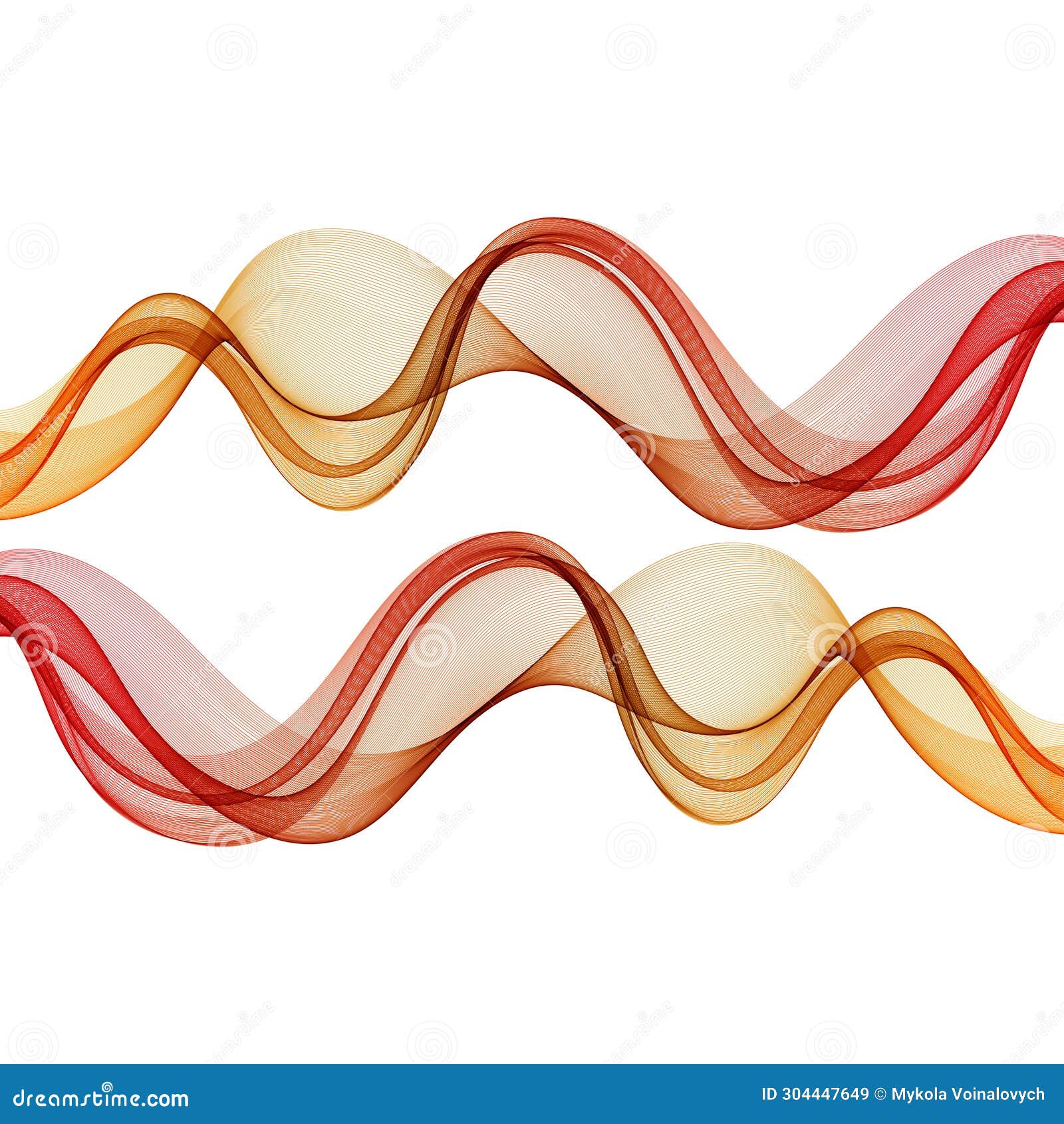 Orange Red Wave Lines on a White Background, Two Transparent Waves ...