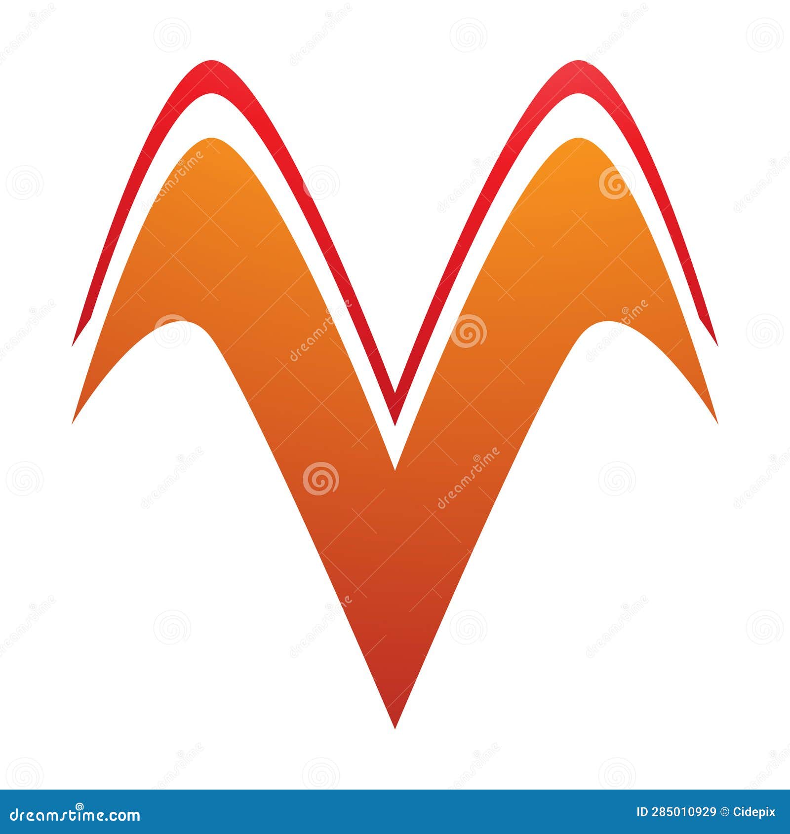 Orange and Red Wing Shaped Letter V Icon Stock Vector - Illustration of ...