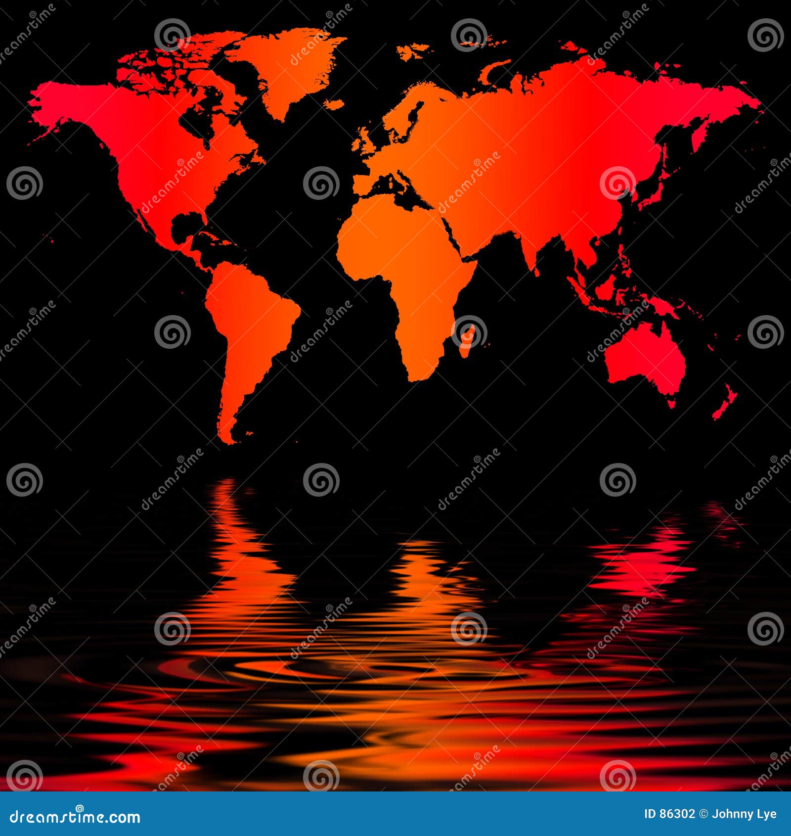Orange Red World Map stock illustration. Illustration of countries - 86302