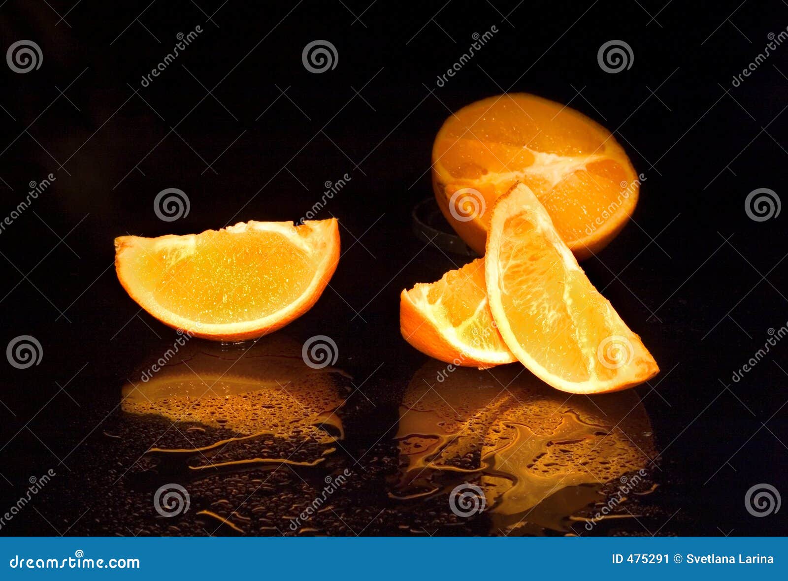 Orange with reflection stock image. Image of tasty, piece - 475291