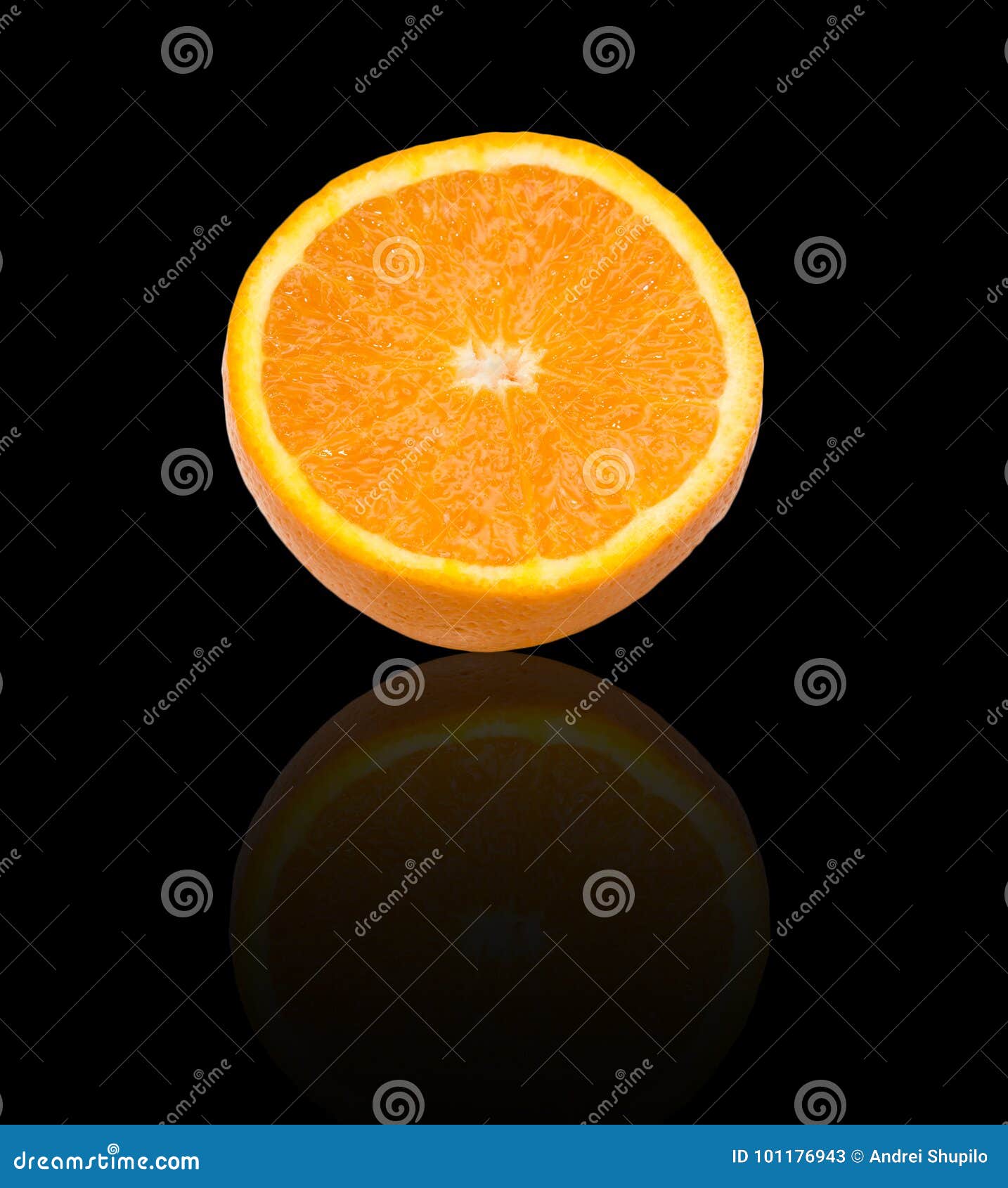 Orange with Reflection on Black Background Stock Image - Image of ...