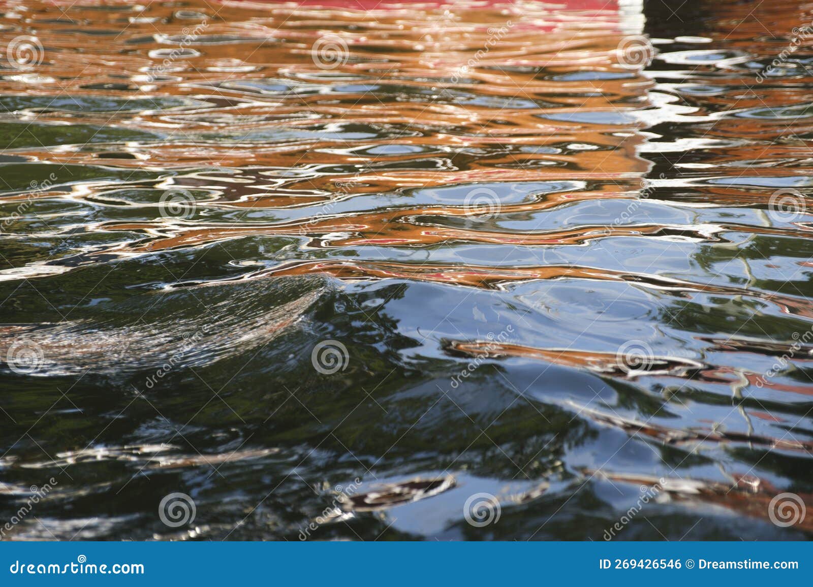 Orange Reflections on the Water Surface of a River Creating an Organic ...