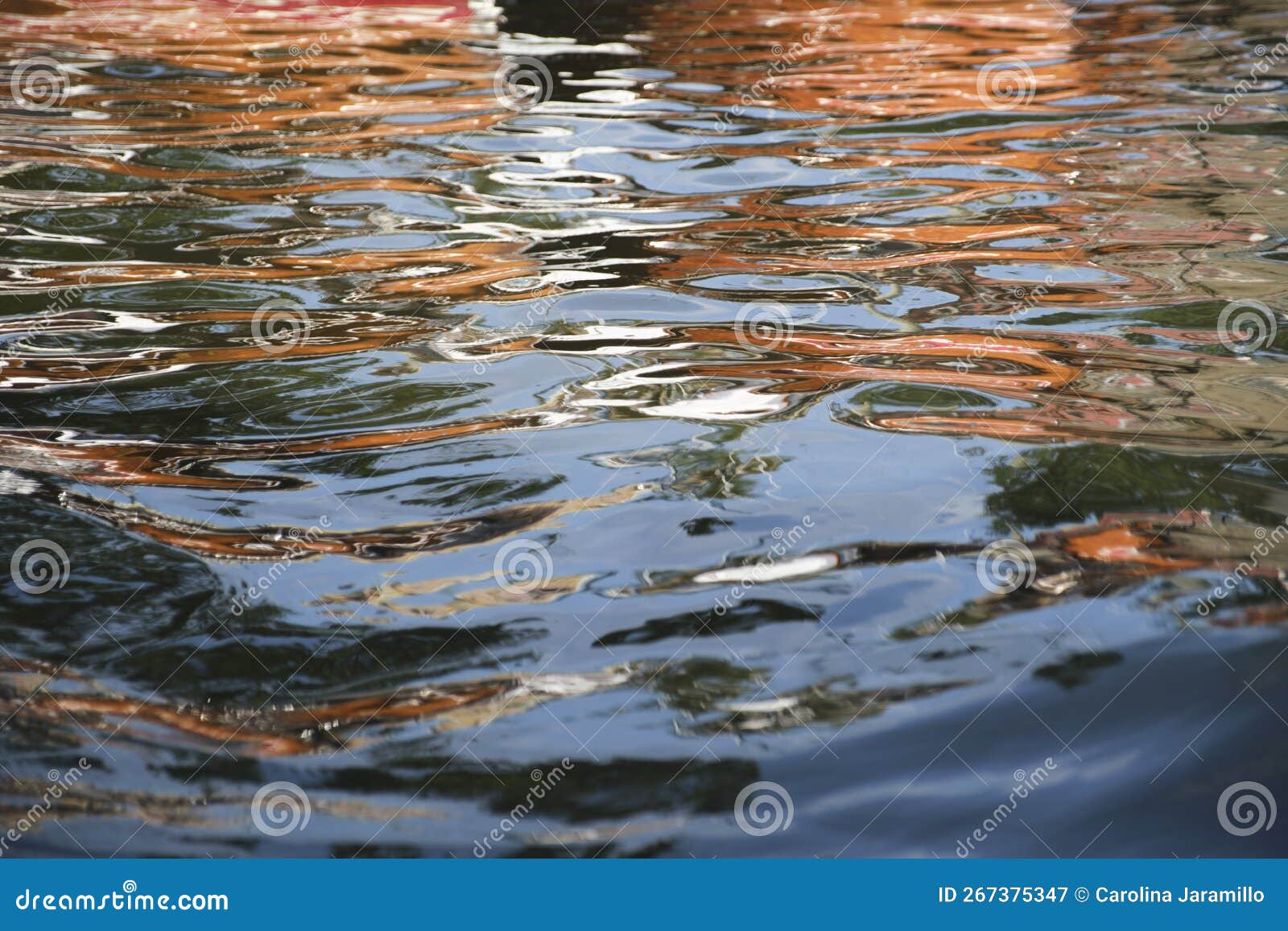 Orange Reflections on the Water Surface of a River Creating an Organic ...