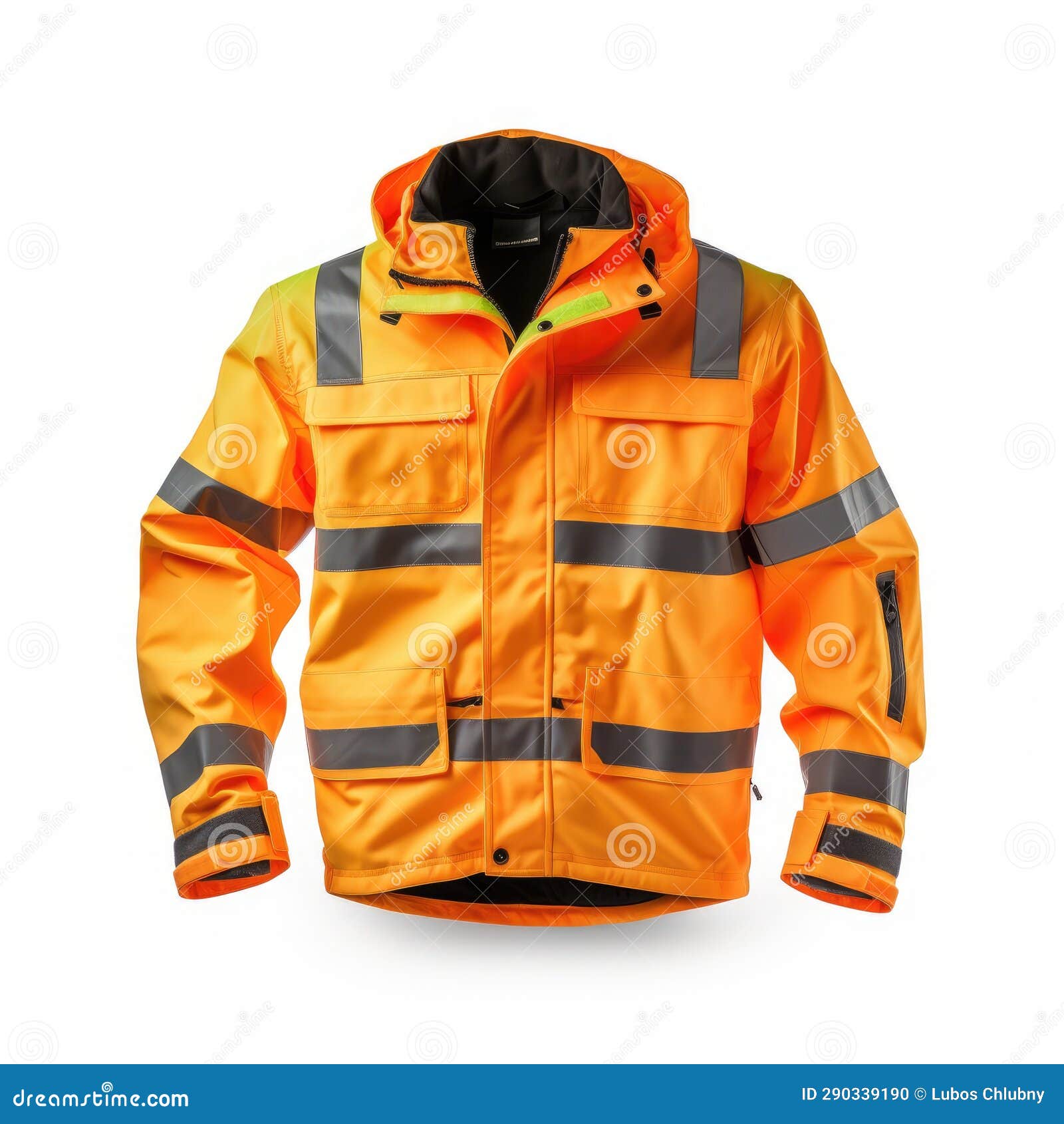 Orange Reflective Work Jacket Isolated on White Background Stock ...