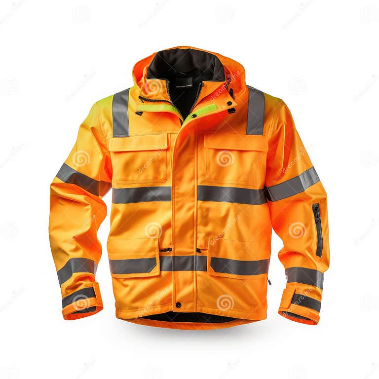 Orange Reflective Work Jacket Isolated on White Background Stock ...
