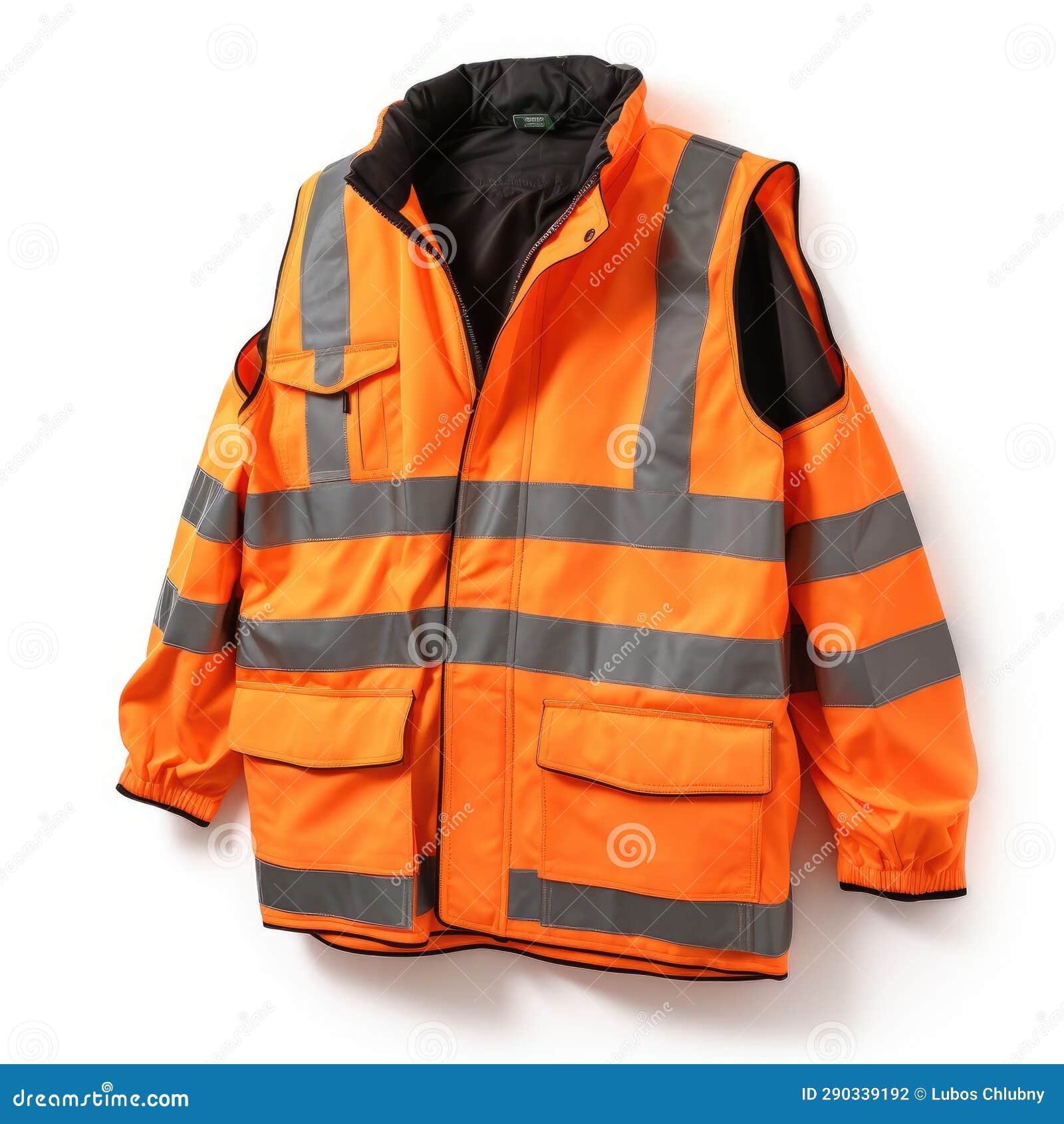 Orange Reflective Work Jacket Isolated on White Background Stock ...