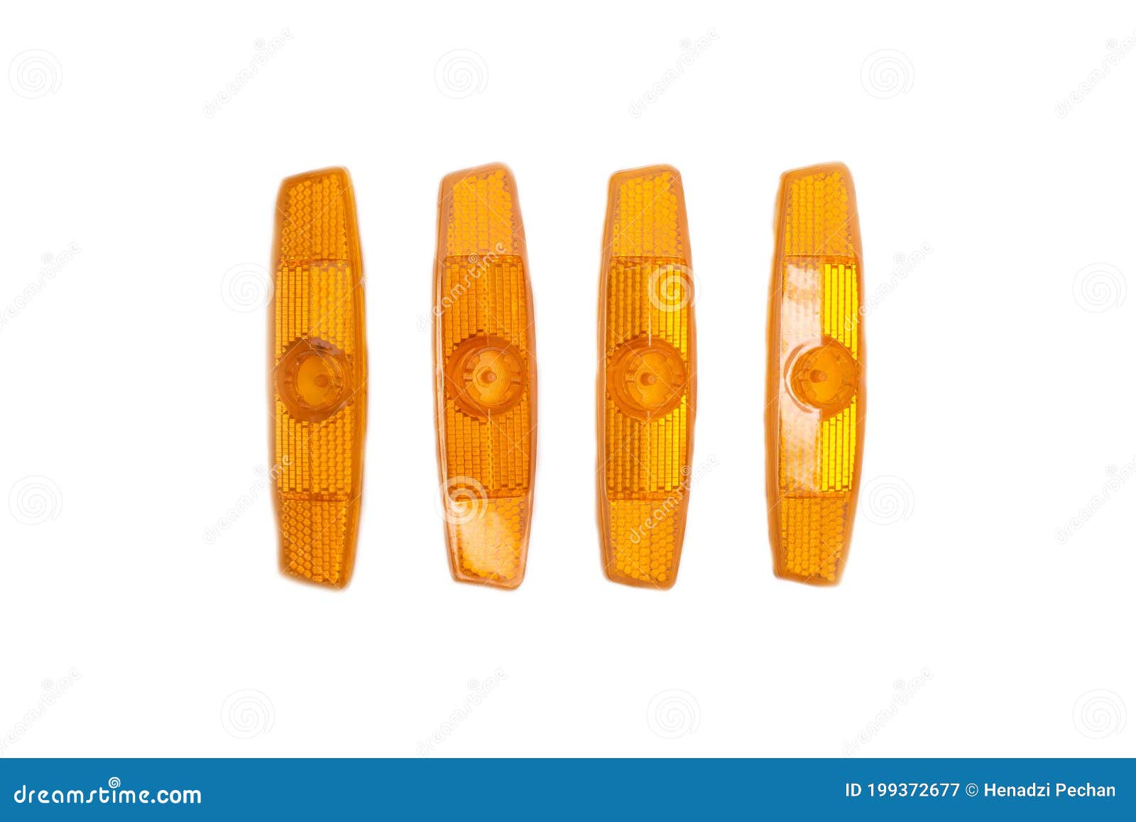 Orange Reflectors for a Bicycle on a White Background, Isolate ...