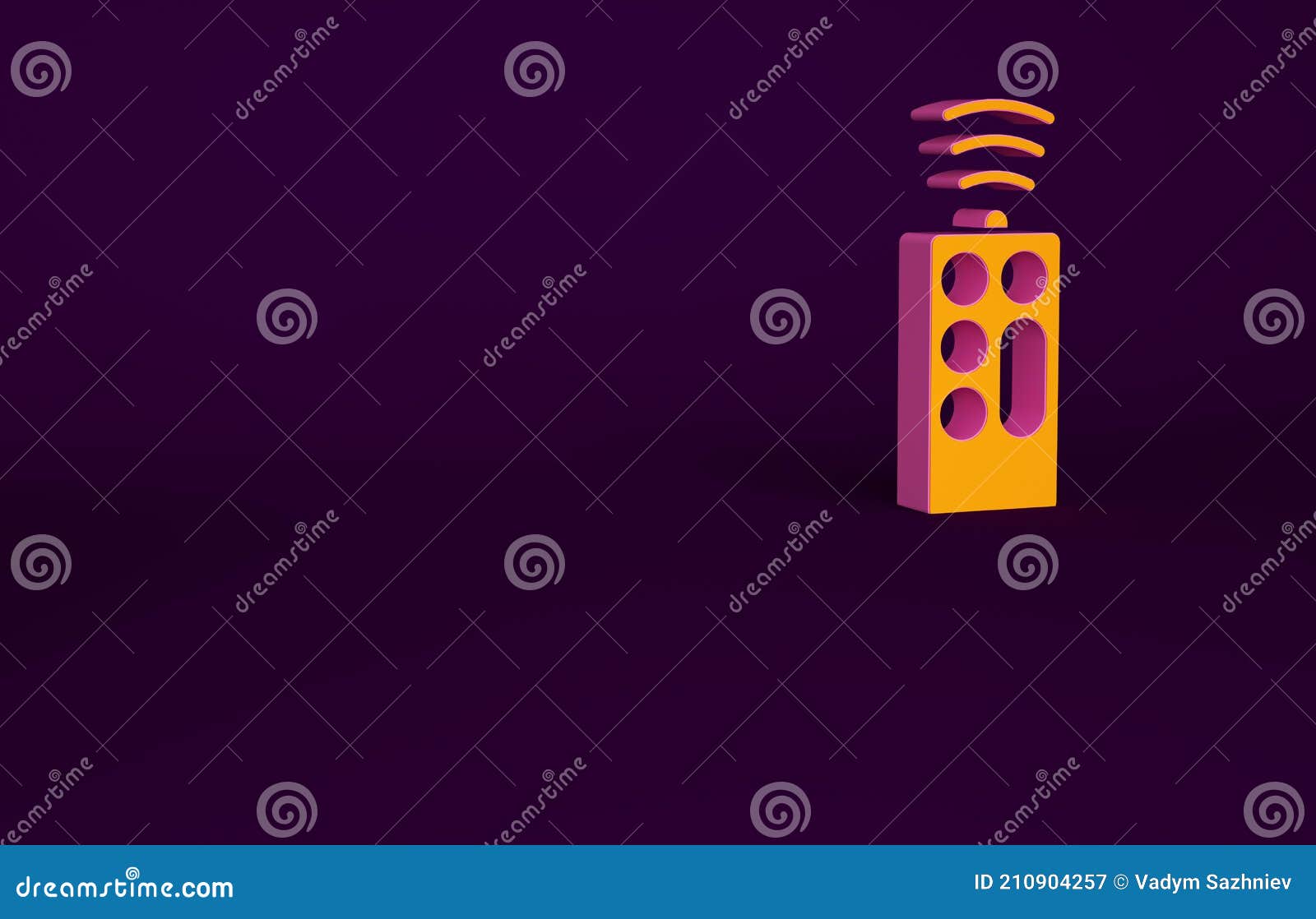 Orange Remote Control Icon Isolated on Purple Background. Minimalism ...
