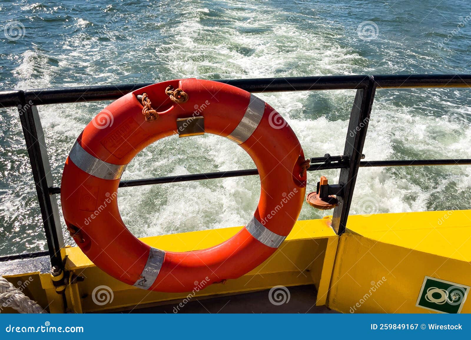 Orange Rescue Ring on a Ferry Boat in Lisbon Editorial Photography ...