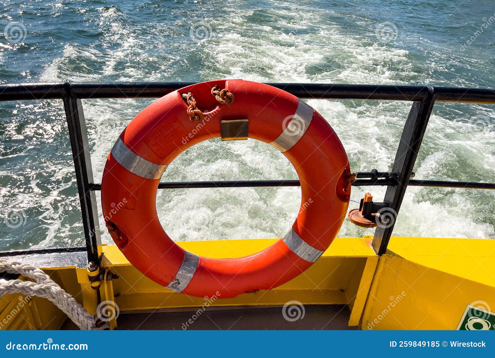 Orange Rescue Ring on a Ferry Boat in Lisbon Stock Image - Image of ...