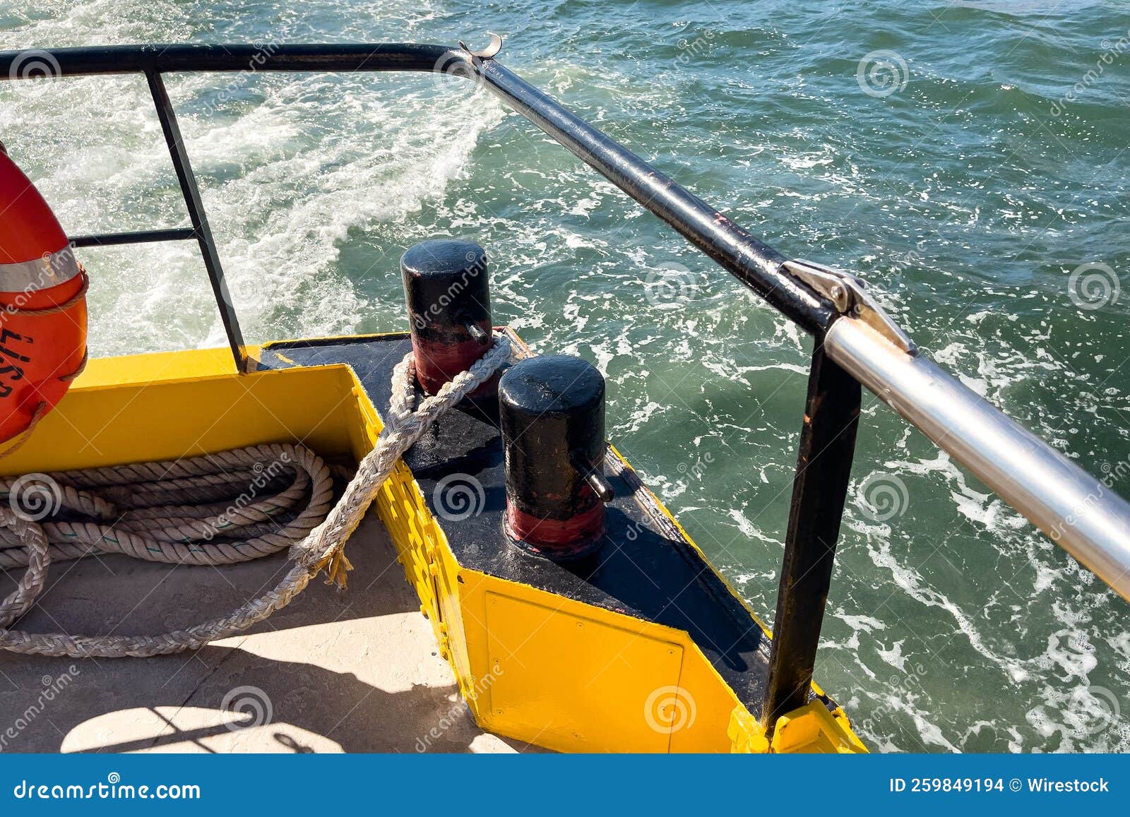 Orange Rescue Ring on a Ferry Boat in Lisbon Stock Photo - Image of ...