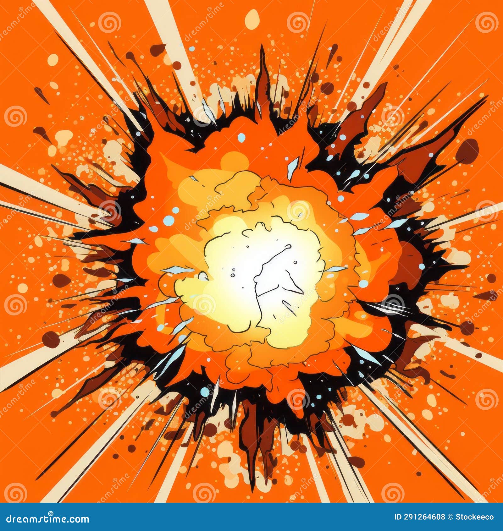 Orange Retro Comic Explosion: Imaginative Illustration with Explosive ...