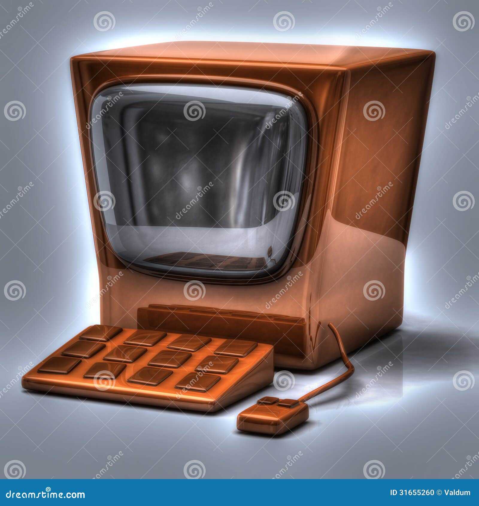 Orange retro computer stock illustration. Illustration of monitor ...