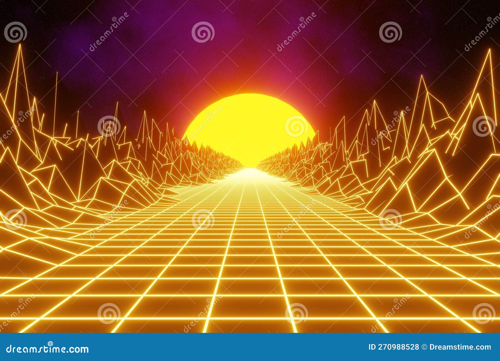 Orange Retro Futuristic Technology Background 3d Render, 80s Retro ...