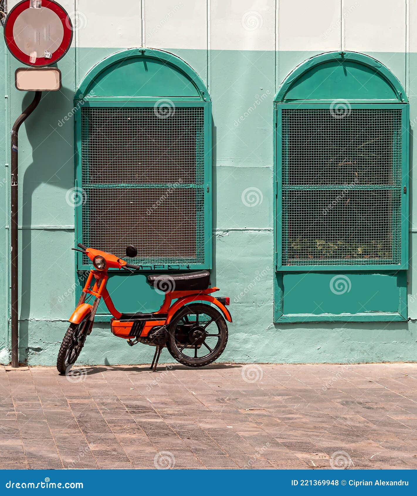 Orange retro motorcycle stock photo. Image of hipster - 221369948
