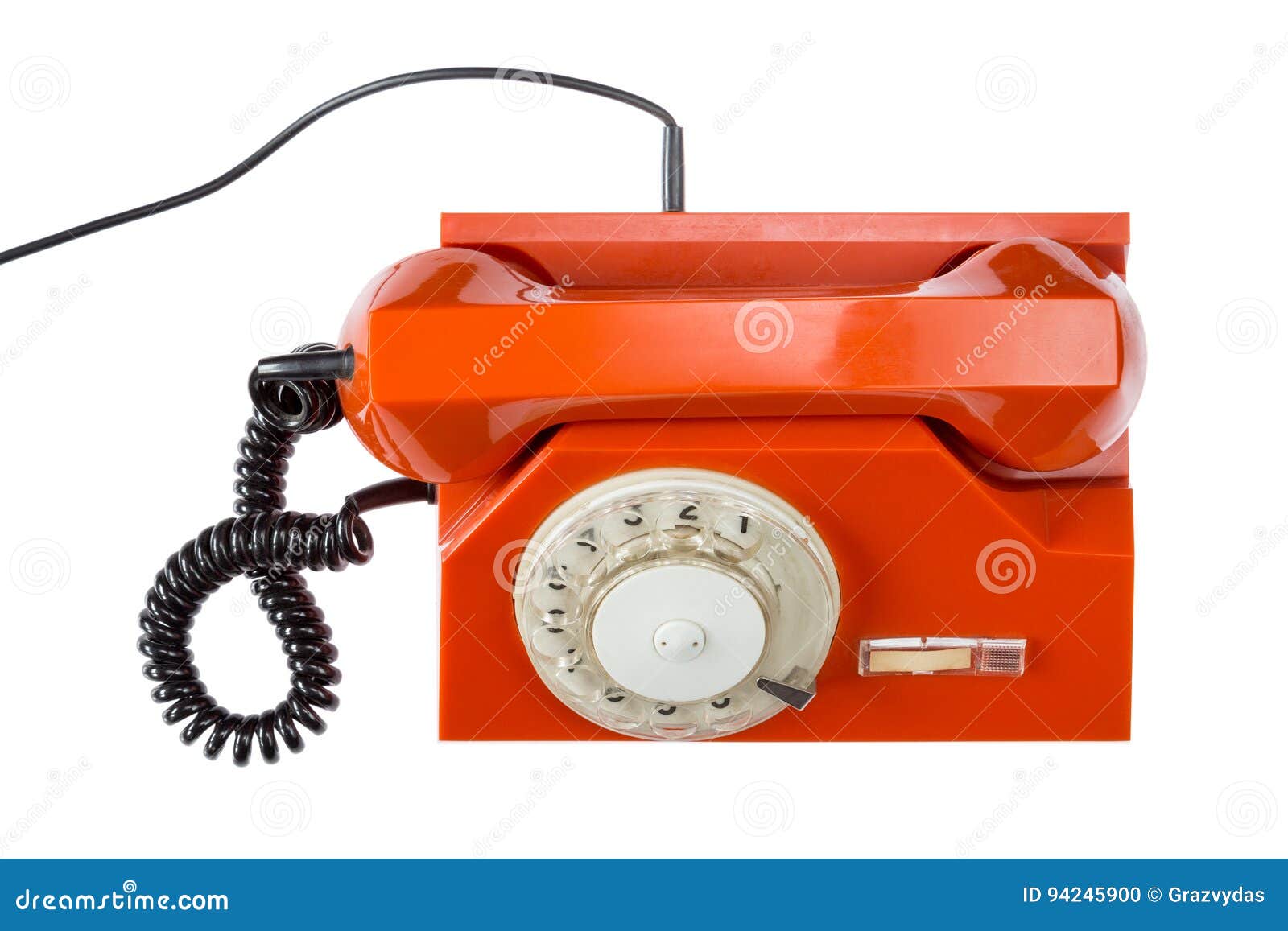 Orange Retro Phone Isolated on White Background. Stock Photo - Image of ...