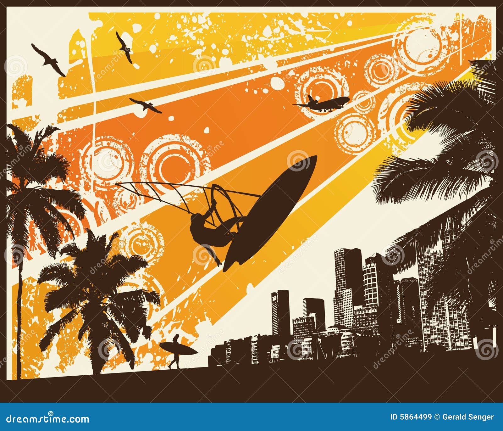 Orange Retro Sunset stock vector. Illustration of skyline - 5864499