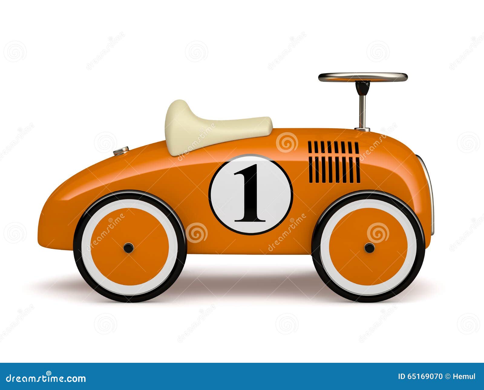 Orange Retro Toy Car Number One Isolated on White Background Stock ...