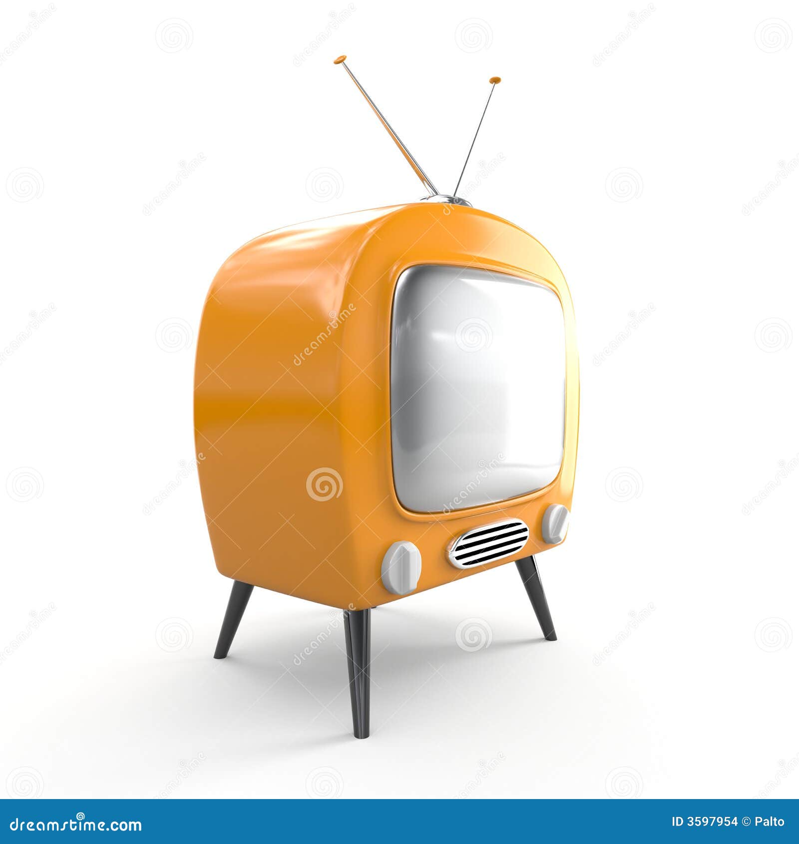 Orange retro TV stock illustration. Illustration of electronic - 3597954
