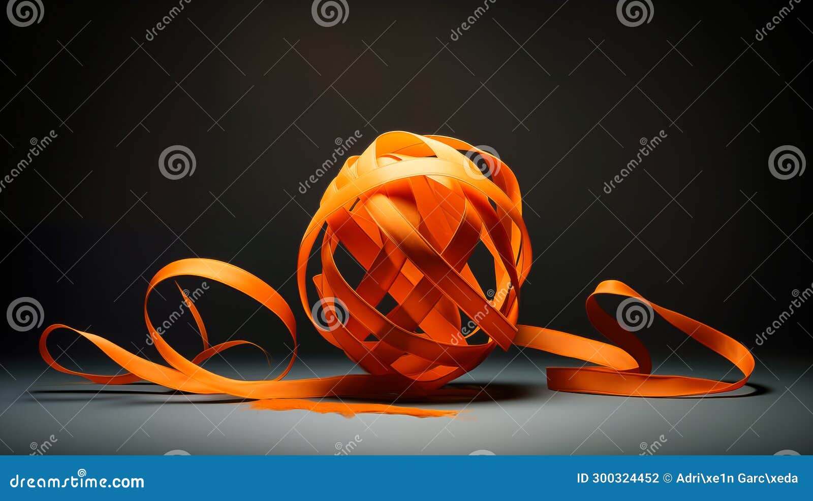 Orange ribbon sphere stock illustration. Illustration of fluid - 300324452