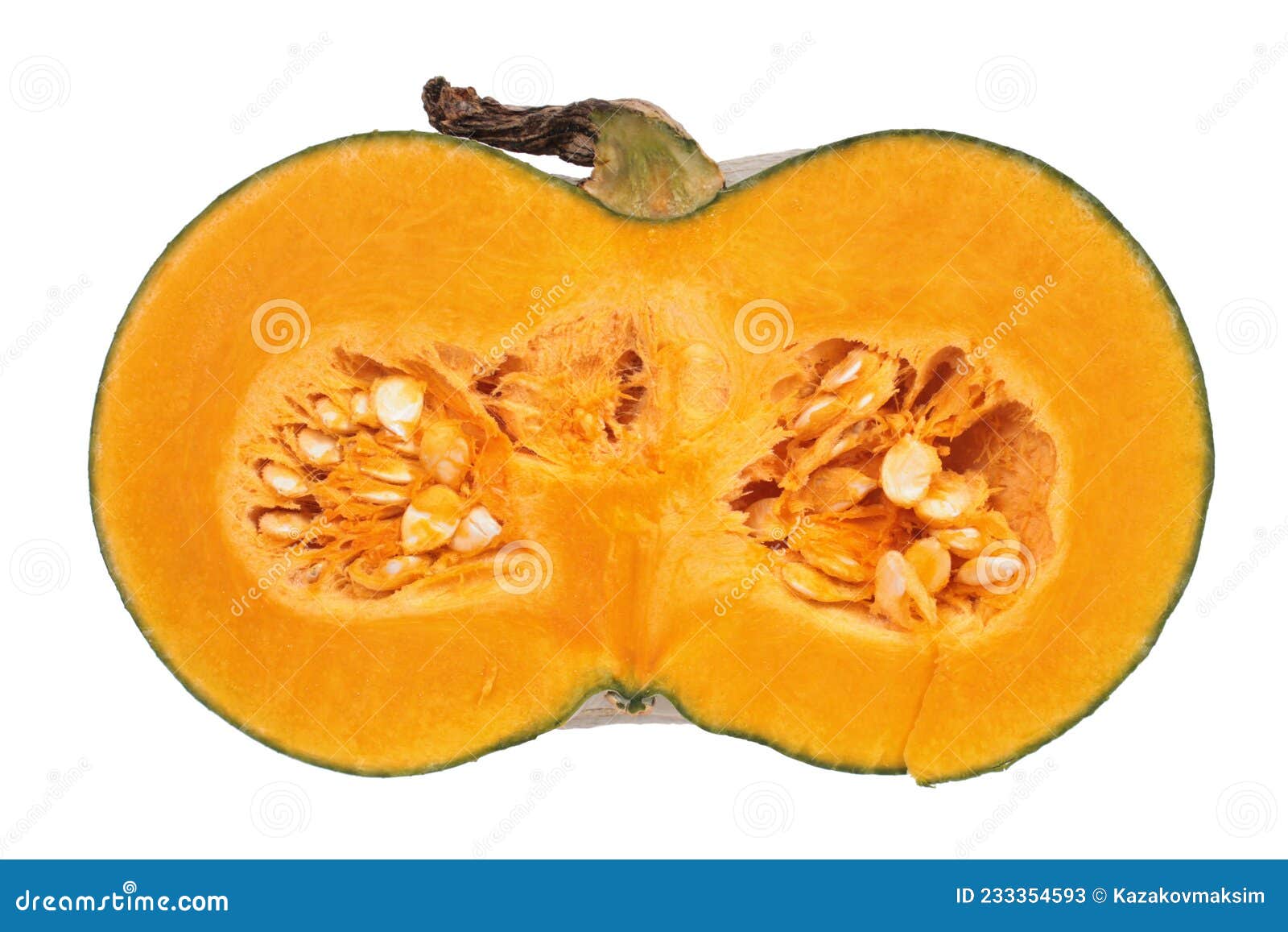 Orange Ripe Fresh Pumpkin Cut in Half Inside Longitudinal Section ...