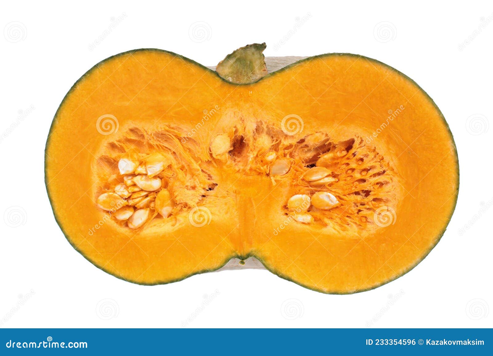 Orange Ripe Fresh Pumpkin Cut in Half Inside Longitudinal Section ...