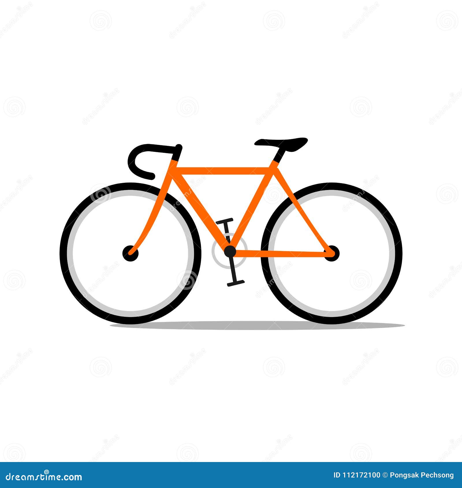 Orange Road Bicycle. Vector Illustration. Stock Vector - Illustration ...