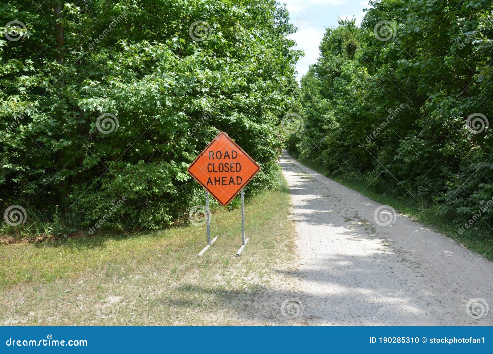 Orange Road Closed Sign with Path or Trail Stock Photo - Image of road ...