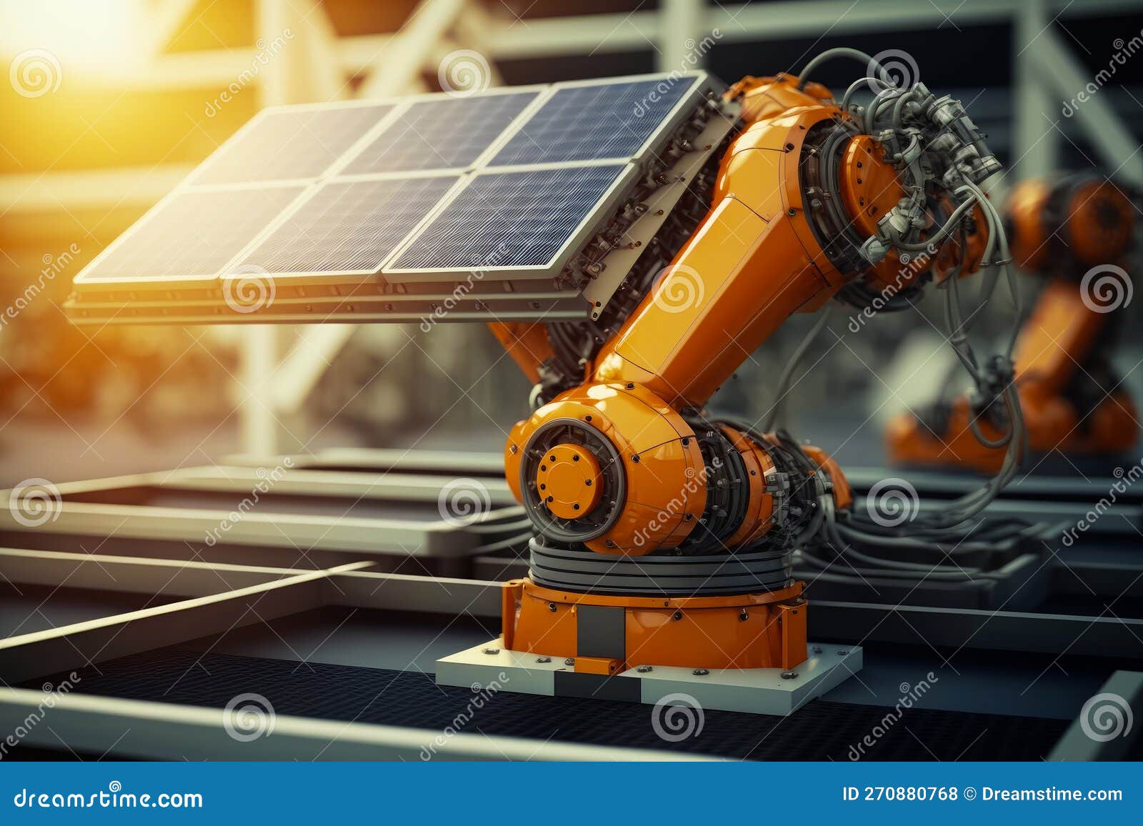 An Orange Robot with Solar Panels on it. Generative AI Stock Photo ...