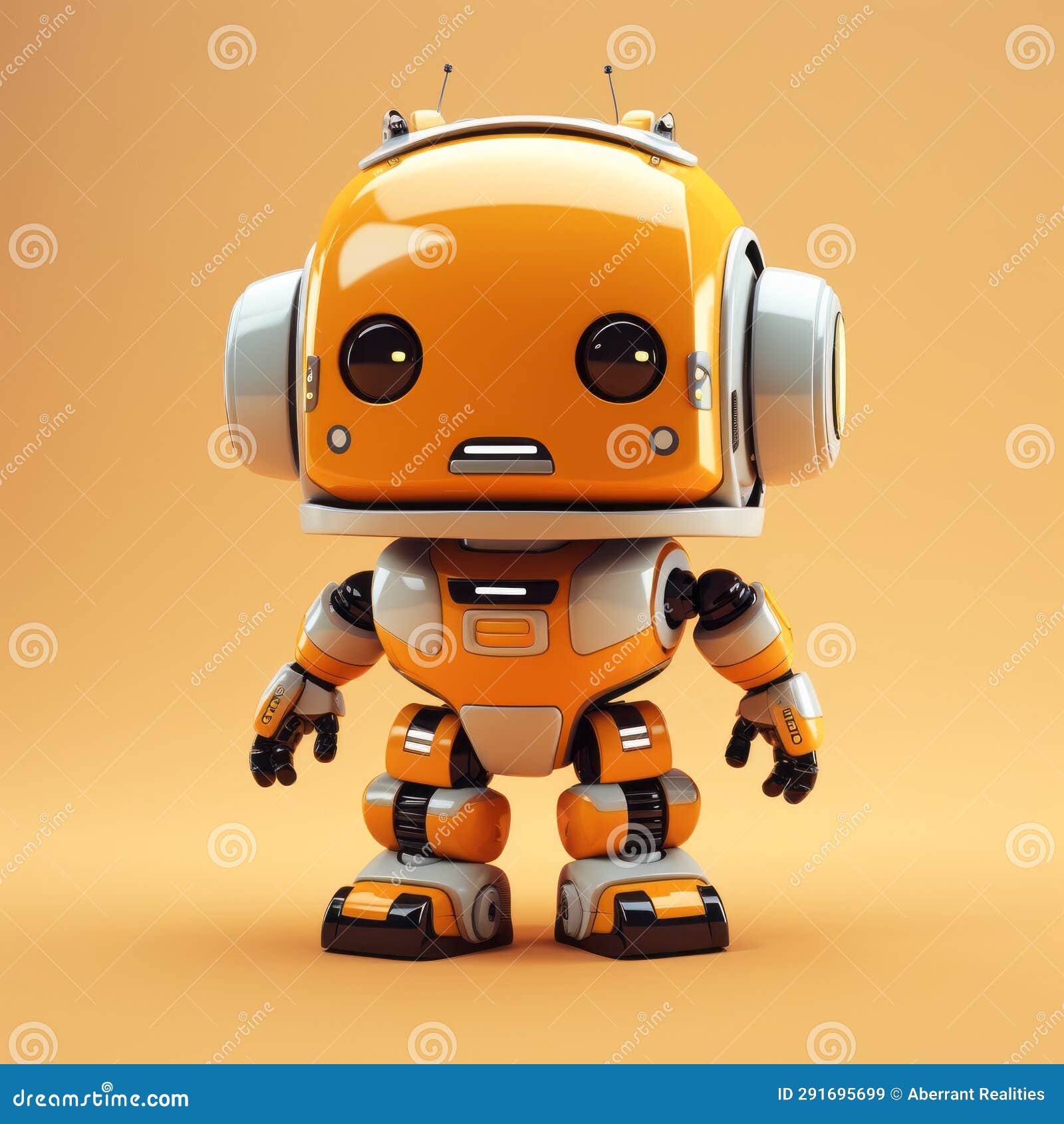 An Orange Robot Standing in Front of an Orange Background Stock ...
