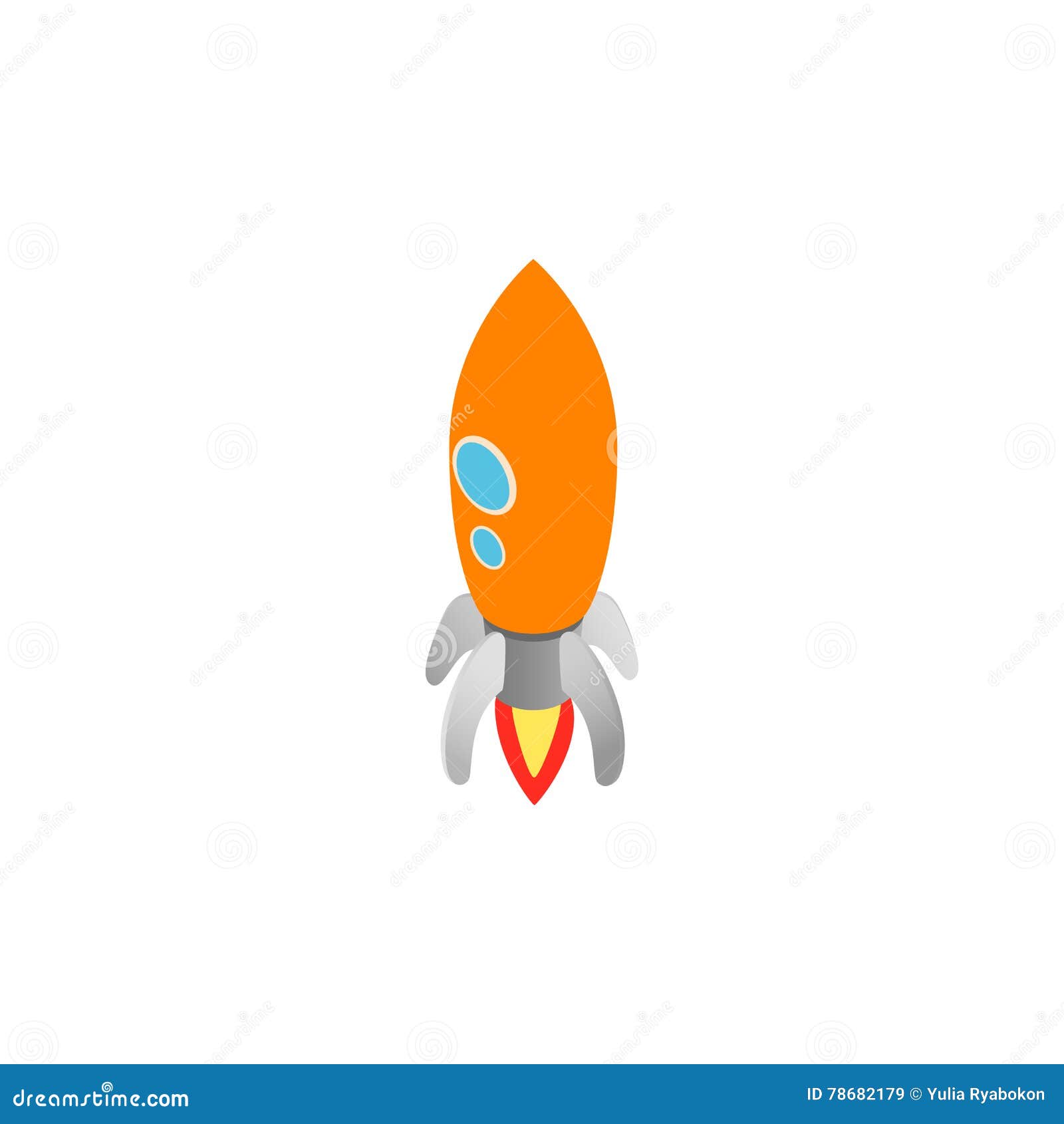 Orange Rocket with Two Portholes Icon Stock Vector - Illustration of ...