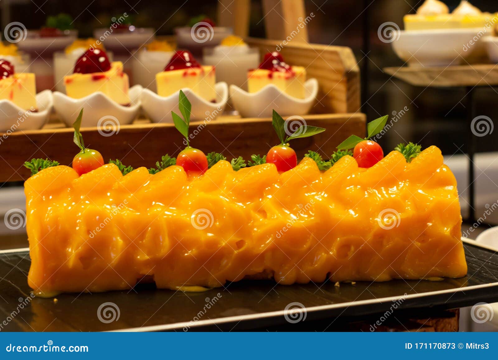 Orange Roll Cake on Plate Background Stock Image - Image of snack ...