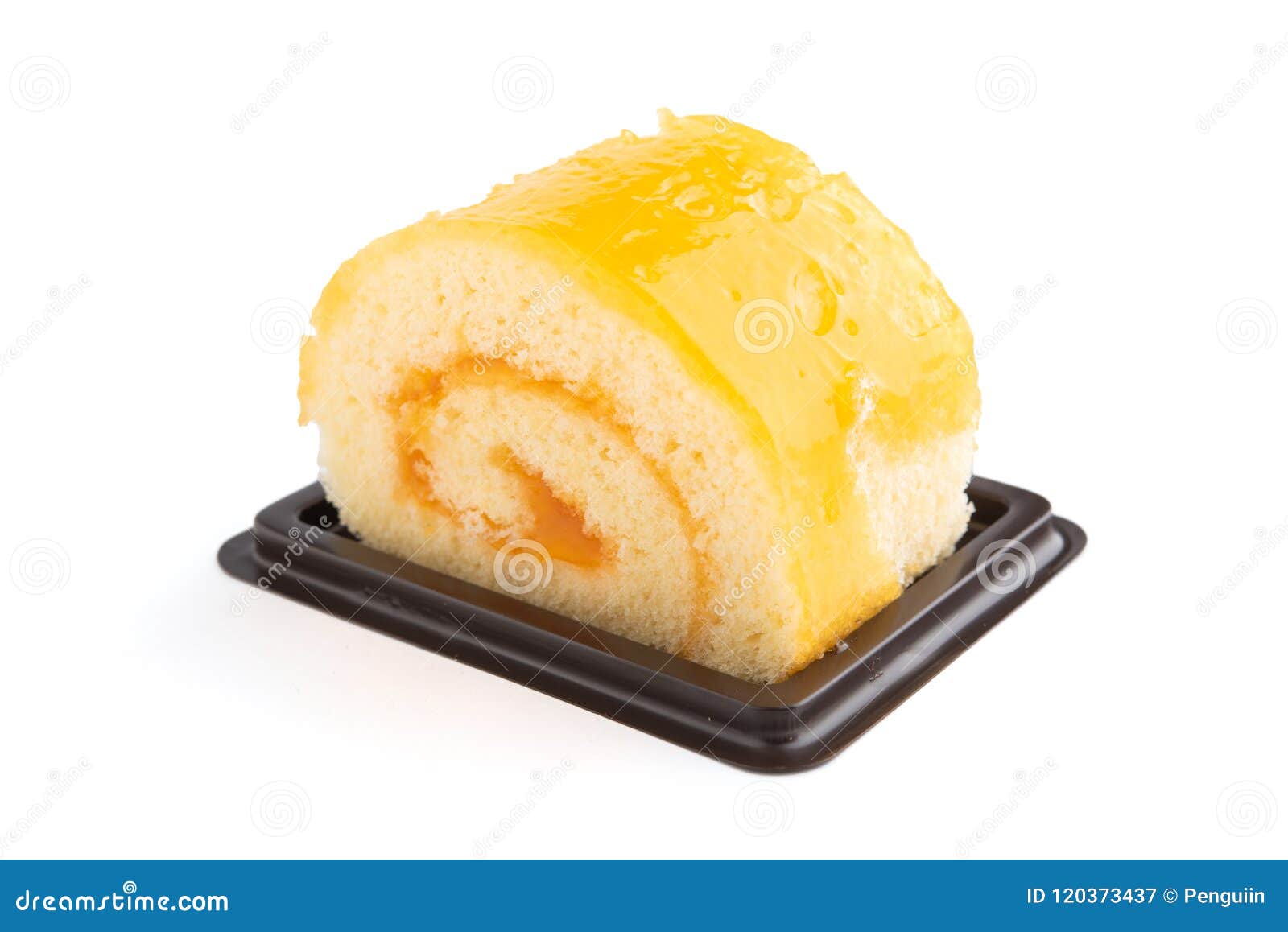 Orange Roll Cake on White Background Stock Image - Image of slice ...