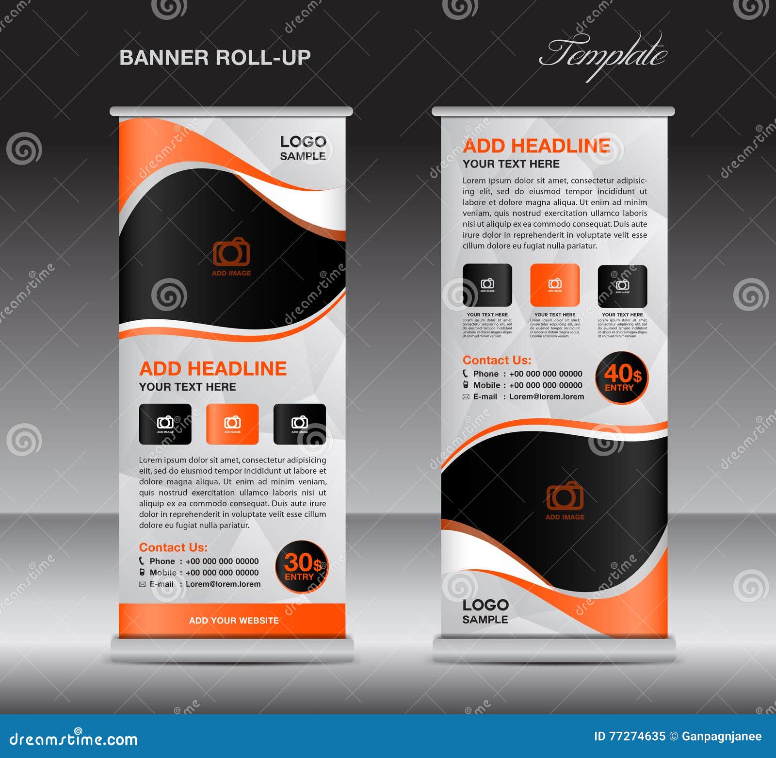 Orange Roll Up Banner Stand Template Design, Business Brochure Flyer ...