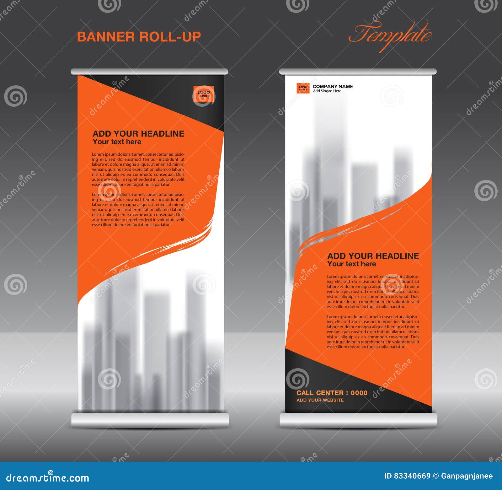 Orange Roll Up Banner Template Vector, Flyer, Advertisement ...