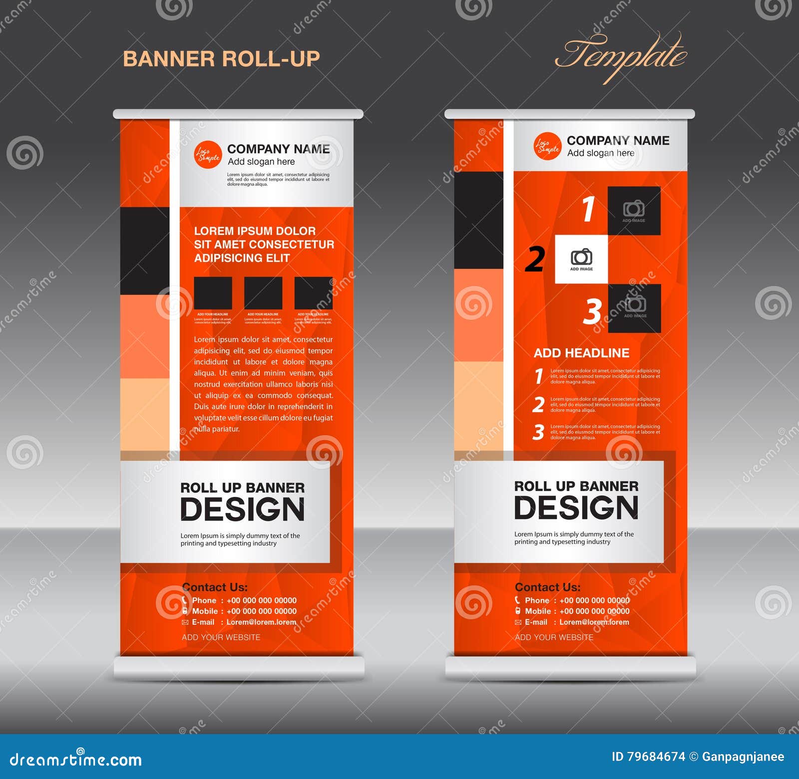 Orange Roll Up Banner Template Vector Illustration,x-stand Stock Vector ...