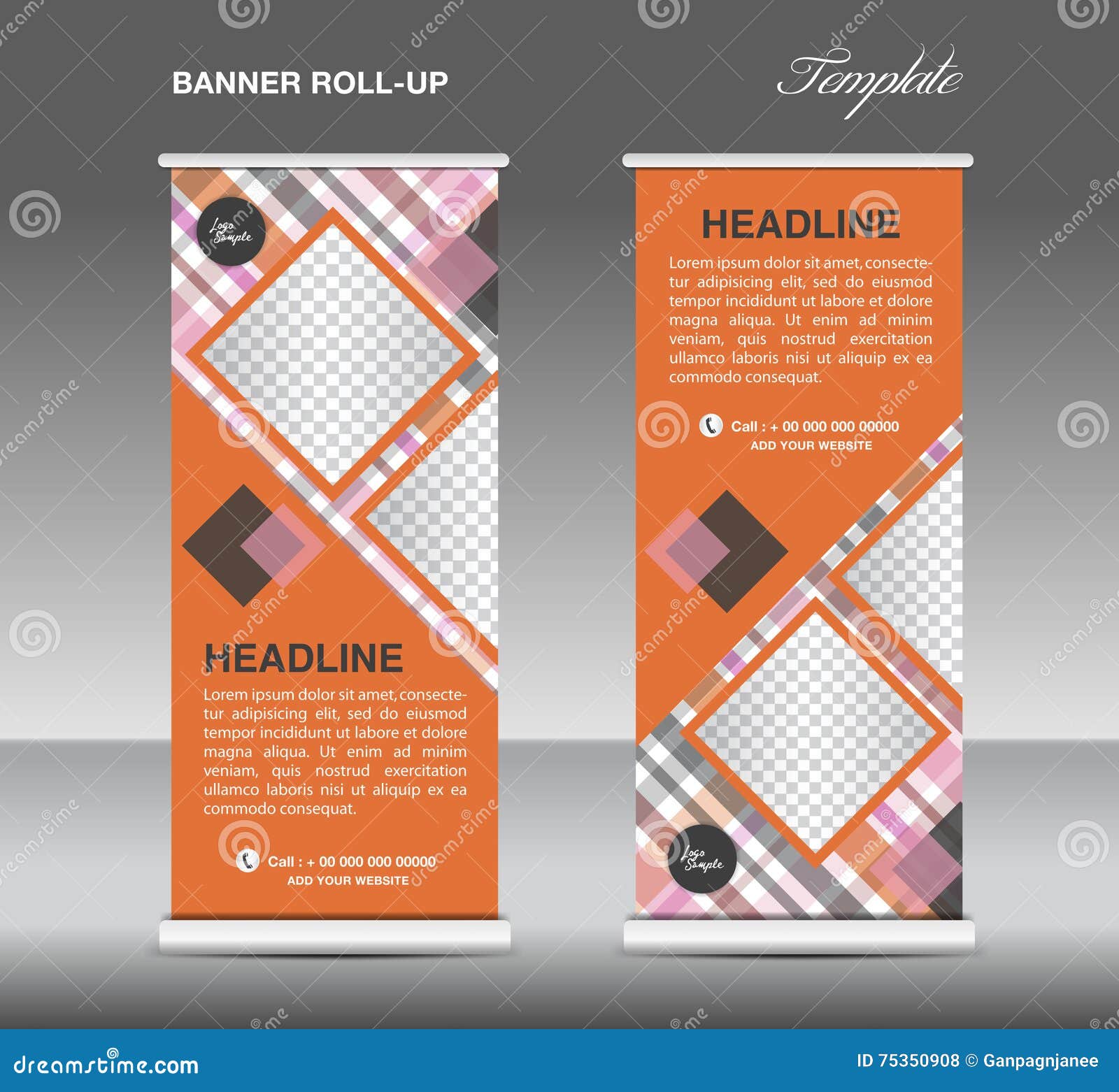 Orange Roll Up Banner Stand Template Design, Business Brochure Flyer ...