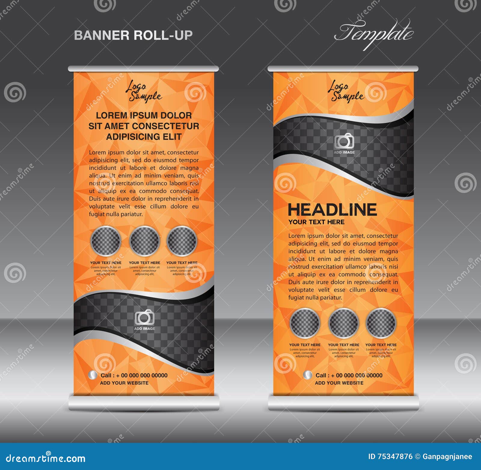 Orange Roll Up Banner Stand Template Design, Business Brochure Flyer ...