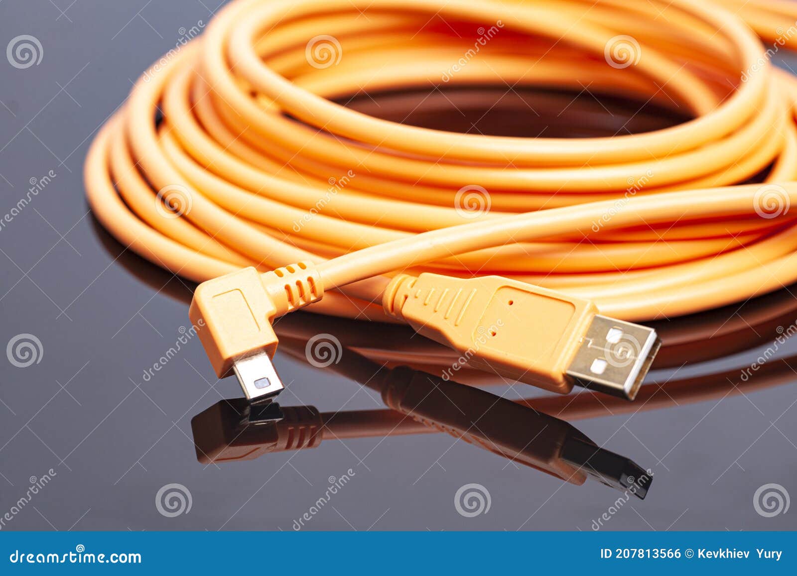 Orange Rolled Cable on Black Background Stock Photo - Image of network ...