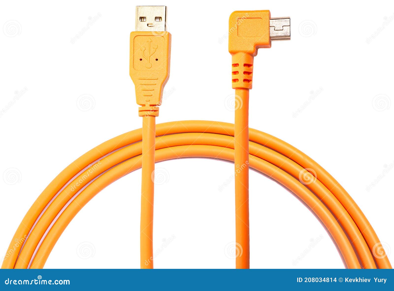 Orange Rolled USB Cable Isolated on White Background Stock Photo ...
