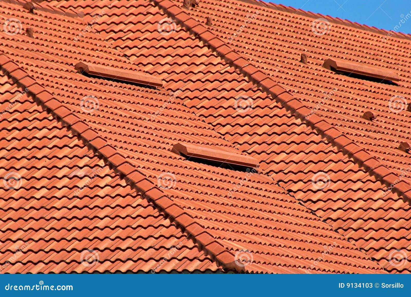 Orange rooftop detail stock image. Image of abstract, blue - 9134103