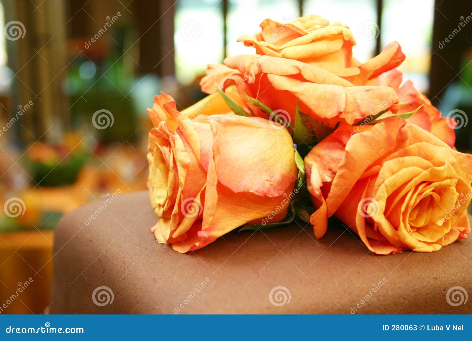 Orange Roses on Chocolate Cake 051 Stock Image - Image of birthday ...