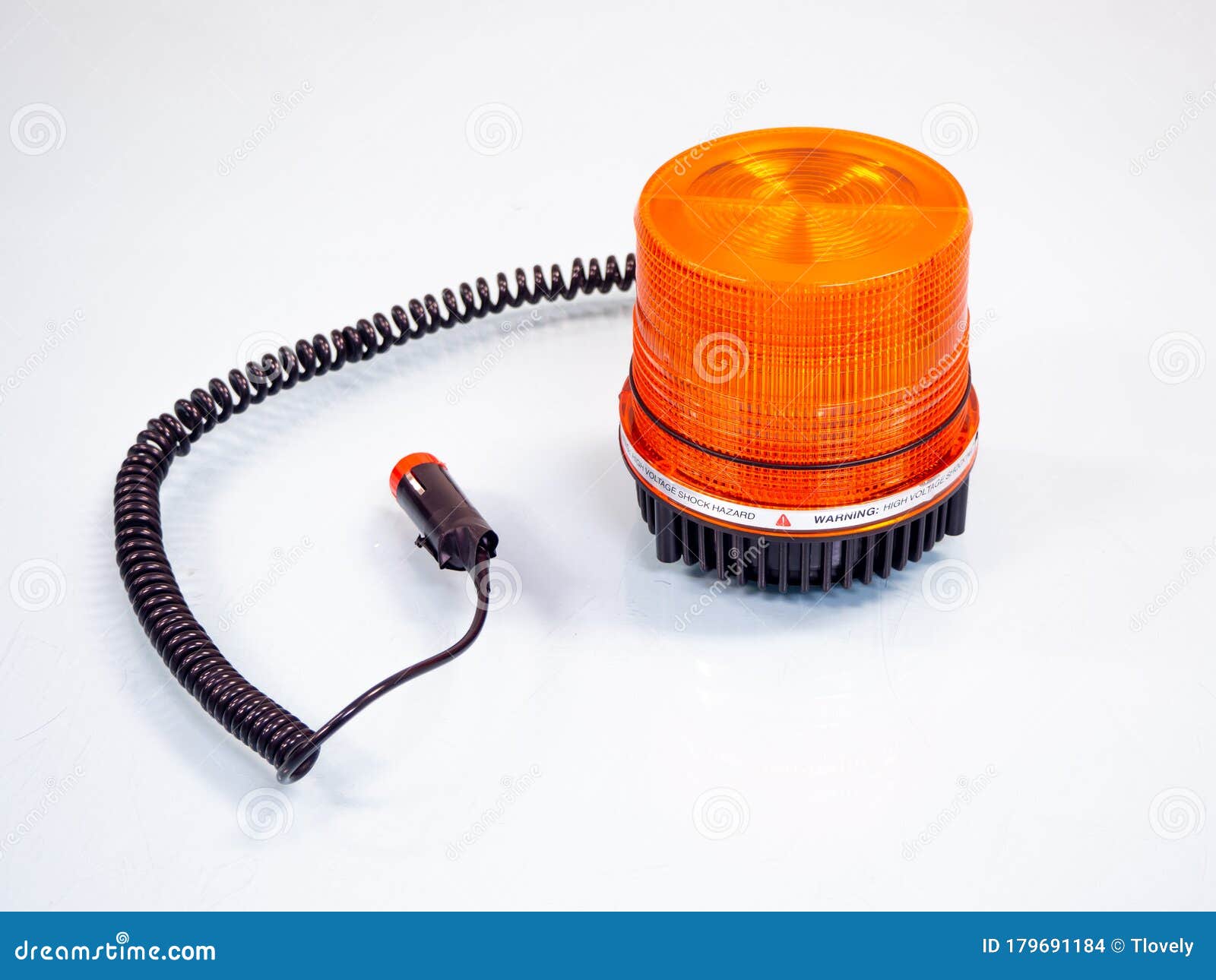 Orange Rotating Beacon on White Reflective Background Stock Photo ...