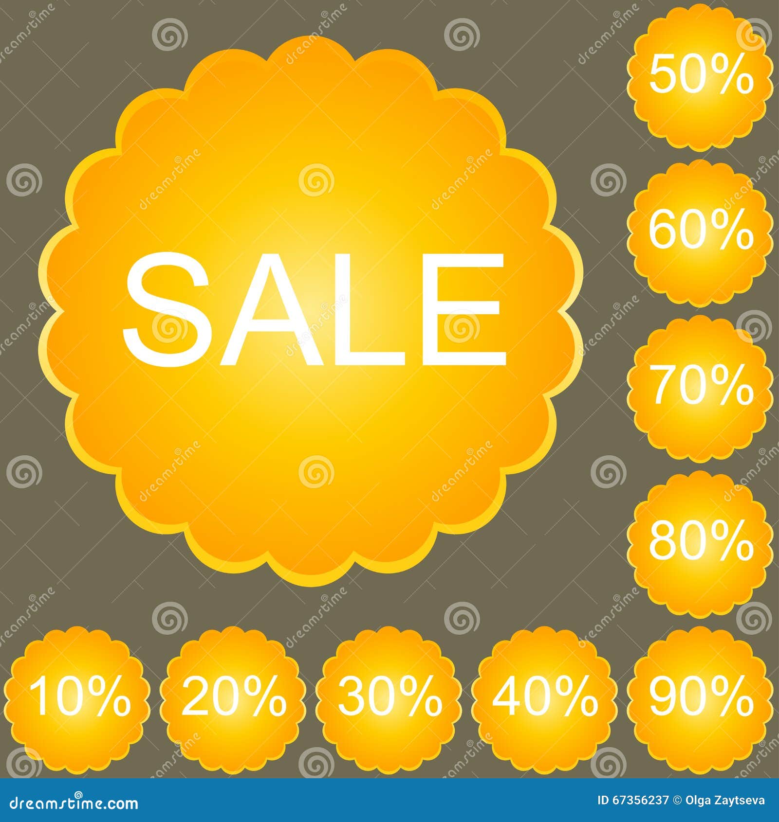 Orange Round Discount Labels Set Stock Illustration - Illustration of ...