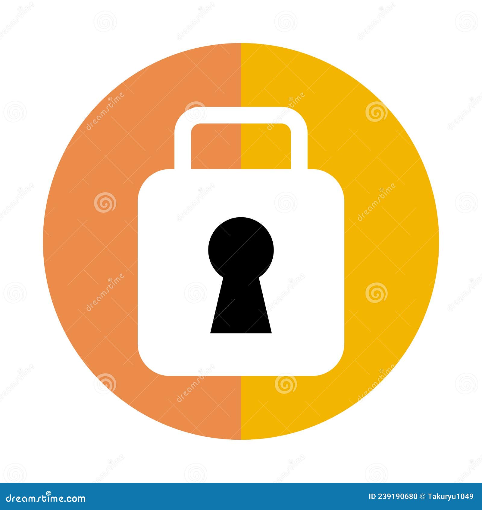 Orange Round Lock Icon. Padlock and Key Vector about Security. Stock ...